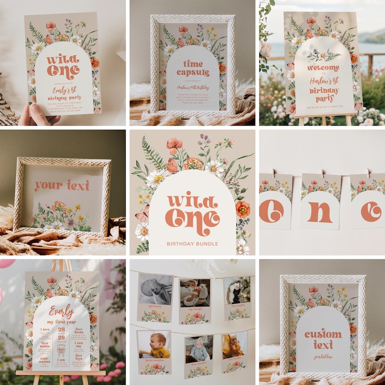 Mini Wild One Birthday Bundle, Wildflower Birthday Party Bundle ...