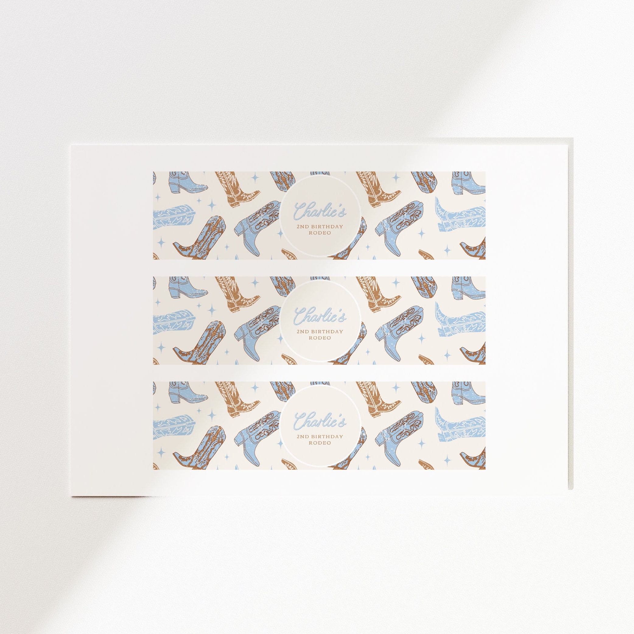 Cowboy Water Bottle Labels, Blue Western Birthday, Western Water Bottle ...