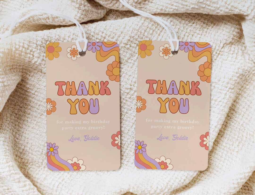 Groovy Party Favor Tags, Groovy Birthday Tags, Groovy Birthday Party ...