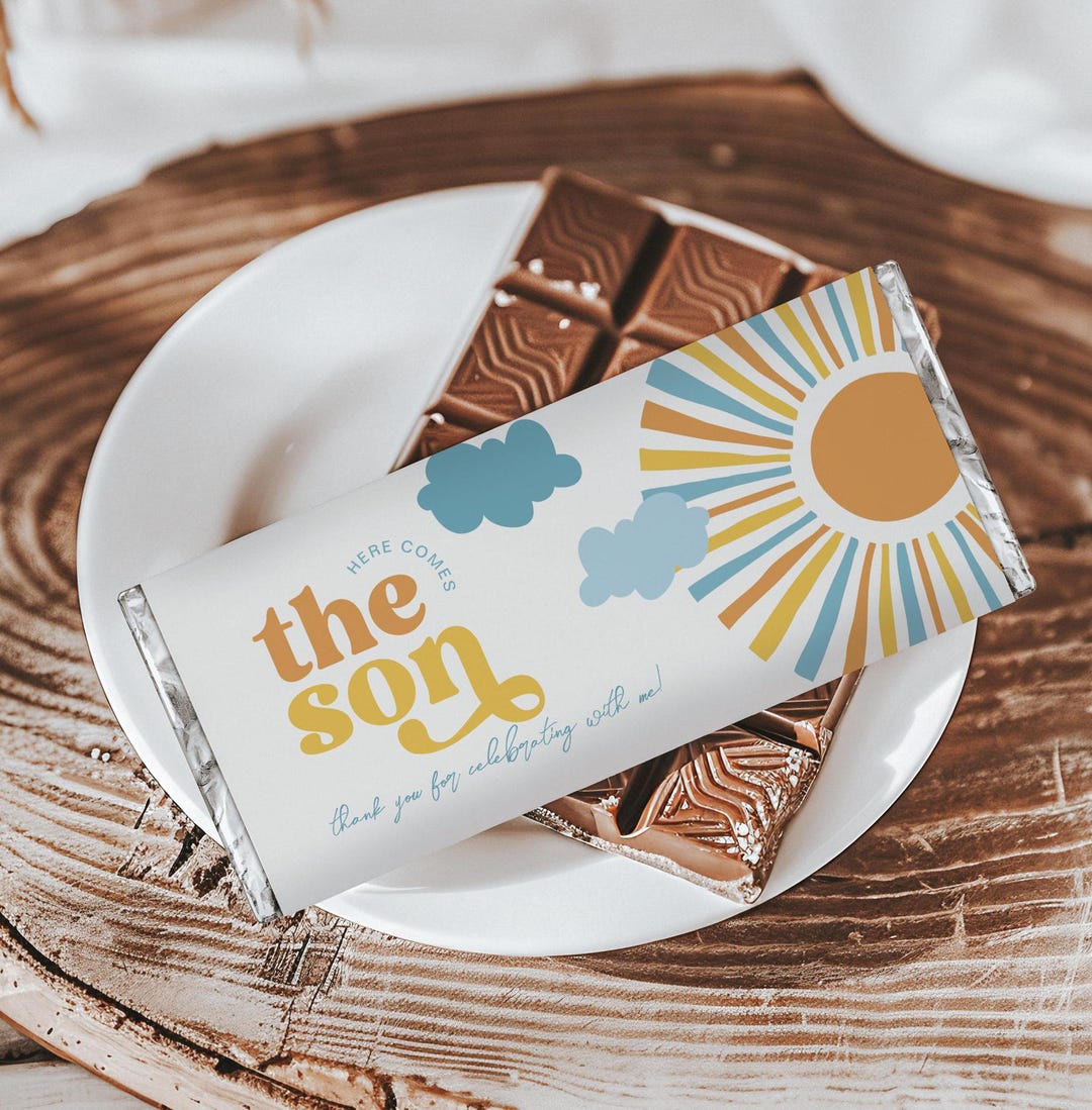 Printable Sun Candy Bar Wrapper, Here Comes the Son Candy Bar Wrapper ...