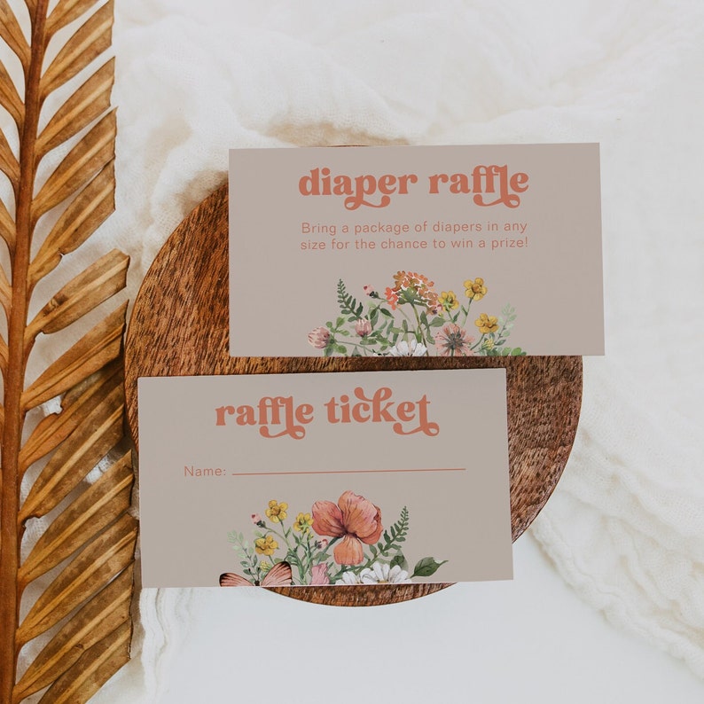 Wildflower Diaper Raffle Cards, Wildflower Shower Card Insert ...
