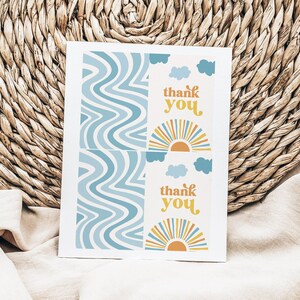 Digital Folded Sun Thank You Card, Sun Baby Shower Thank You Card, Sun ...
