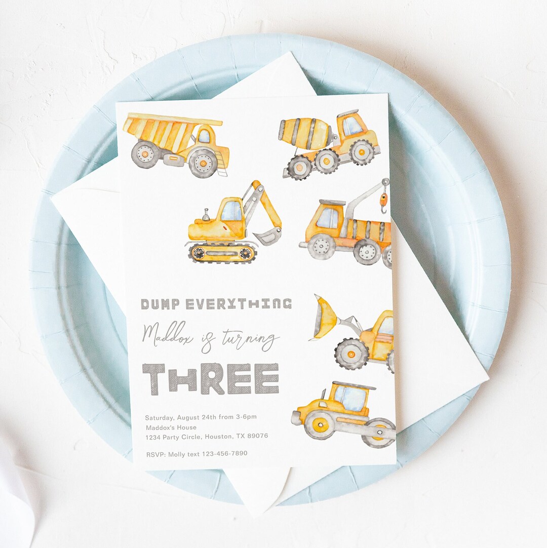 Construction Birthday Invitation, Digital Construction Birthday ...