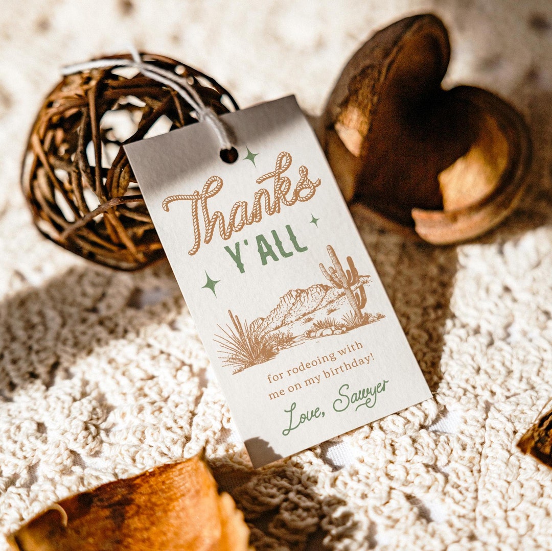 Cowboy Birthday Favor Tags, Western Party Thank You Tags, First Rodeo ...