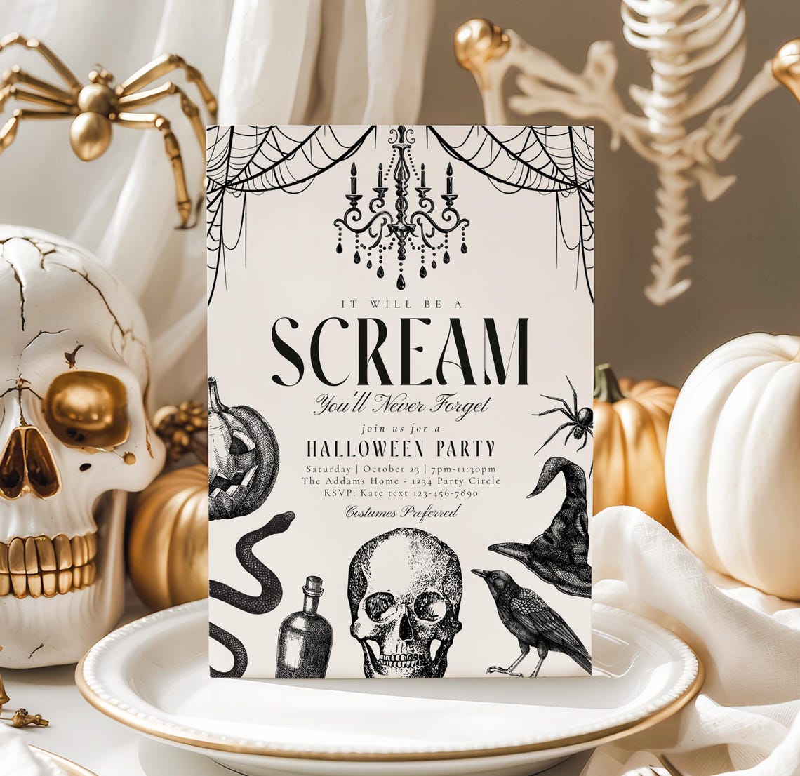 Adult Halloween Party Invitation, Halloween Costume Party Invitation ...
