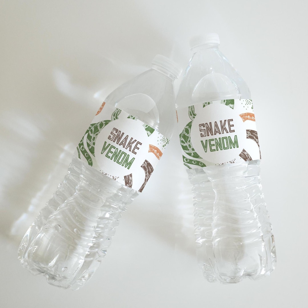 Digital Snake Party Water Bottle Labels, Snake Water Labels, Reptile ...