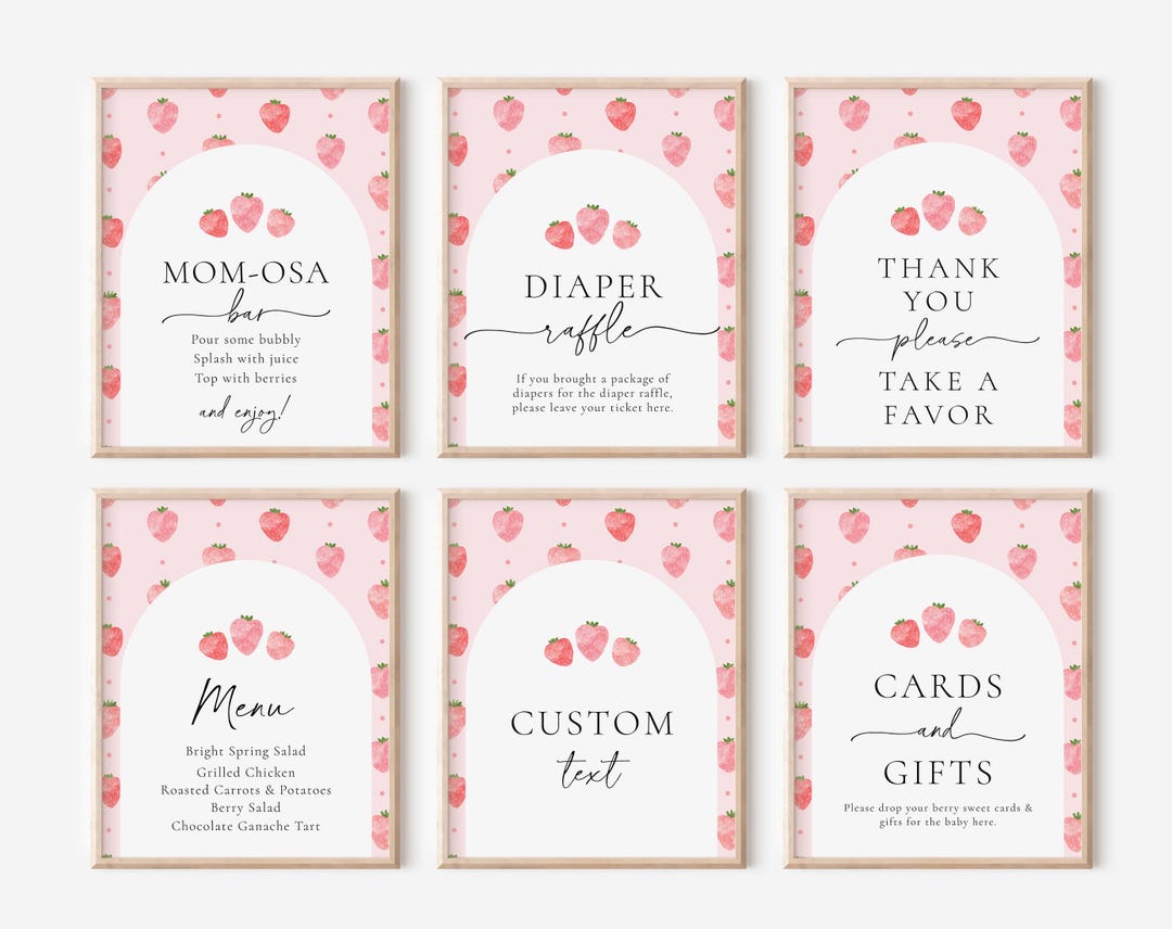 Digital Strawberry Sign Bundle, Berry Shower Bundle, Berry Sign Bundle ...