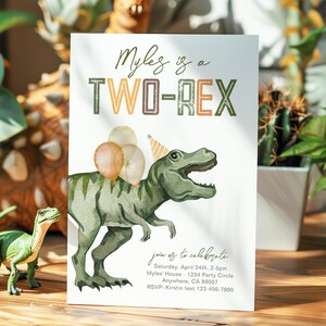 Two-rex Birthday Bundle, Dinosaur Birthday Bundle, Printable Dinosaur ...