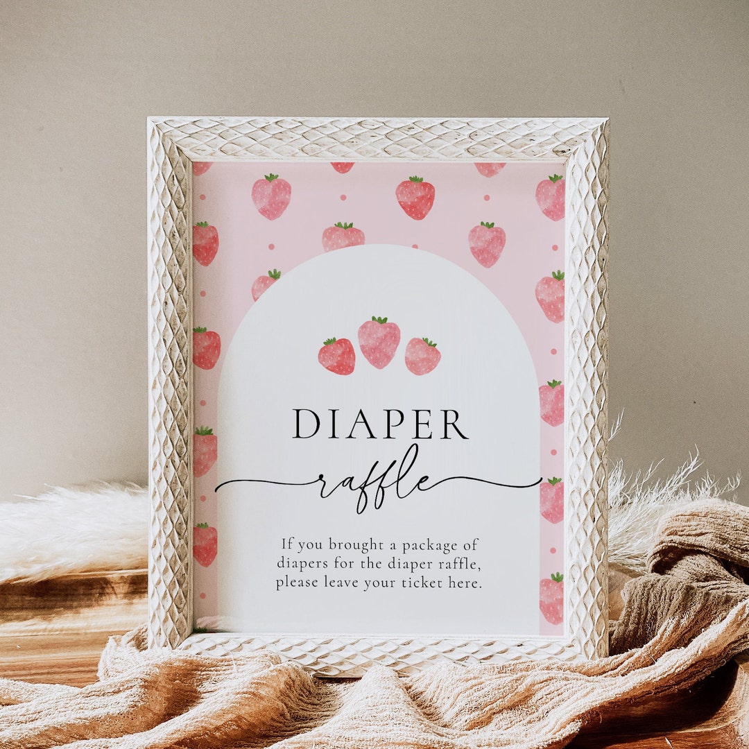 Digital 8x10 Berry Diaper Raffle Sign, Strawberry Diaper Raffle, Berry ...