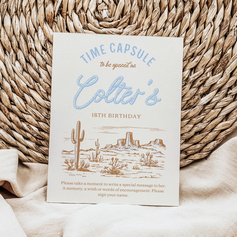 Cowboy Birthday Time Capsule Sign, Digital Cowboy Time Capsule, Western ...