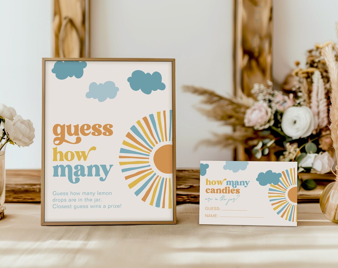 Sun Guess How Many Sign, Sun Baby Shower Game Sign, Here Comes the Son ...