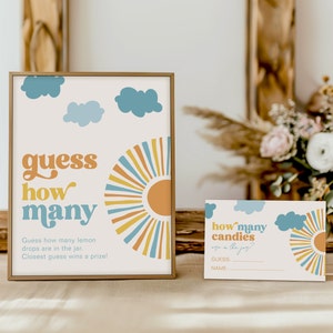 Sun Guess How Many Sign, Sun Baby Shower Game Sign, Here Comes the Son ...