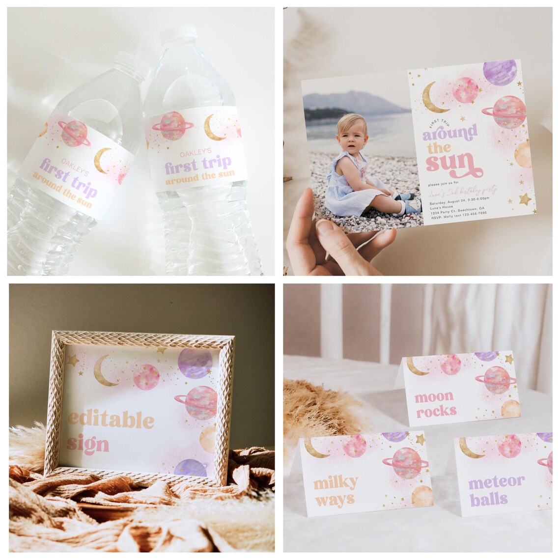 First Trip Around the Sun Bundle, Girl's Space First Birthday Bundle ...