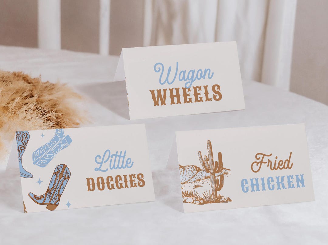Folded Western Food Tent Cards, Digital Cowboy Food Tent Cards ...