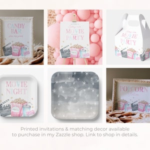 Pink Movie Party Birthday Invitation, Movie Party Invitation, Movie ...