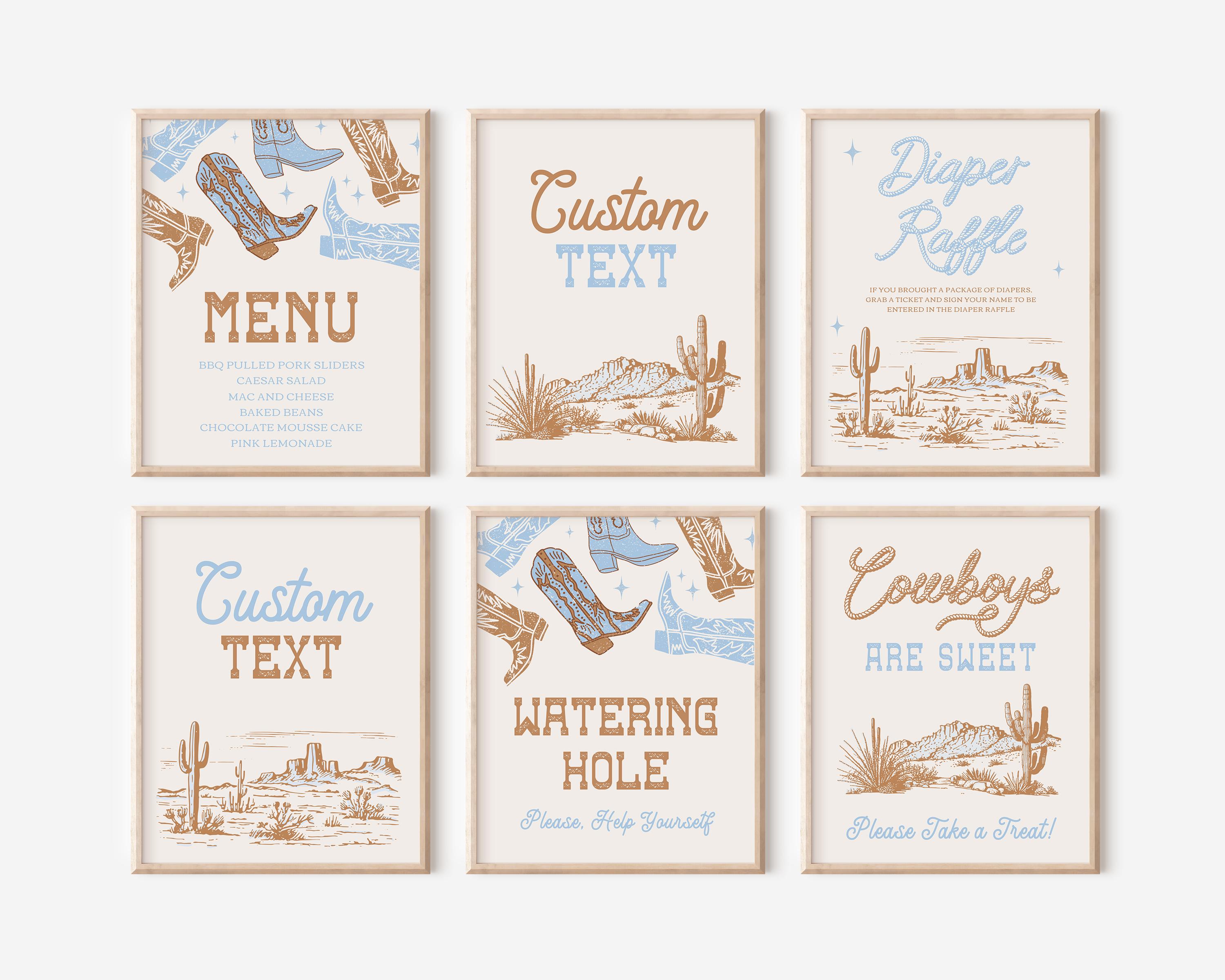 Cowboy Baby Shower Signs, Cowboy Sign Bundle, Western Sign Bundle ...