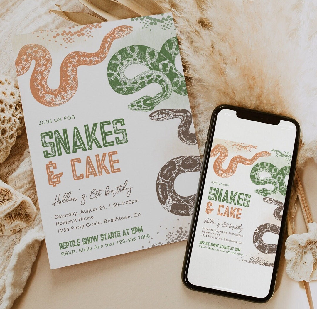 Snake Birthday Invitation Reptile Party Invitation - Etsy