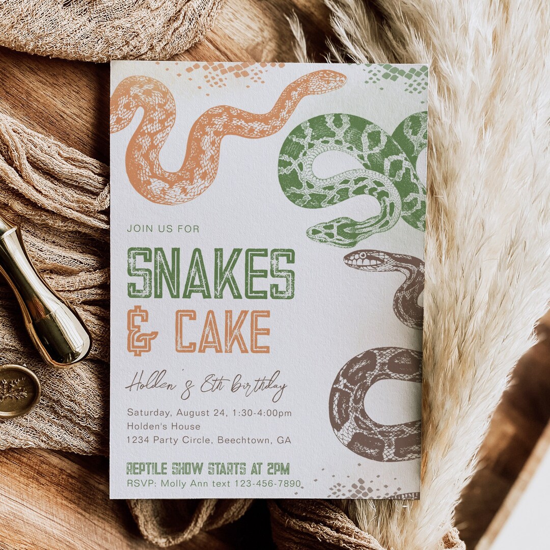 Snake Birthday Invitation | Reptile Party Invitation - Etsy