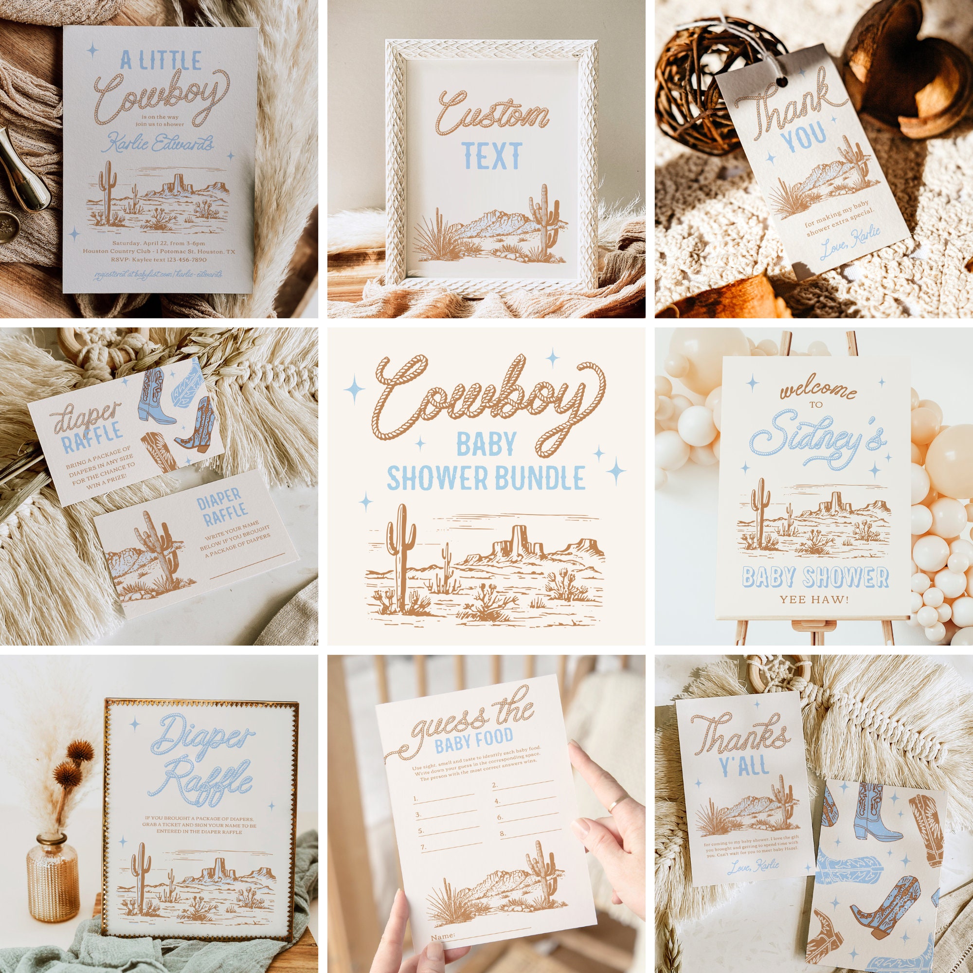 Cowboy Baby Shower Bundle, Western Baby Shower Bundle, Digital Cowboy ...