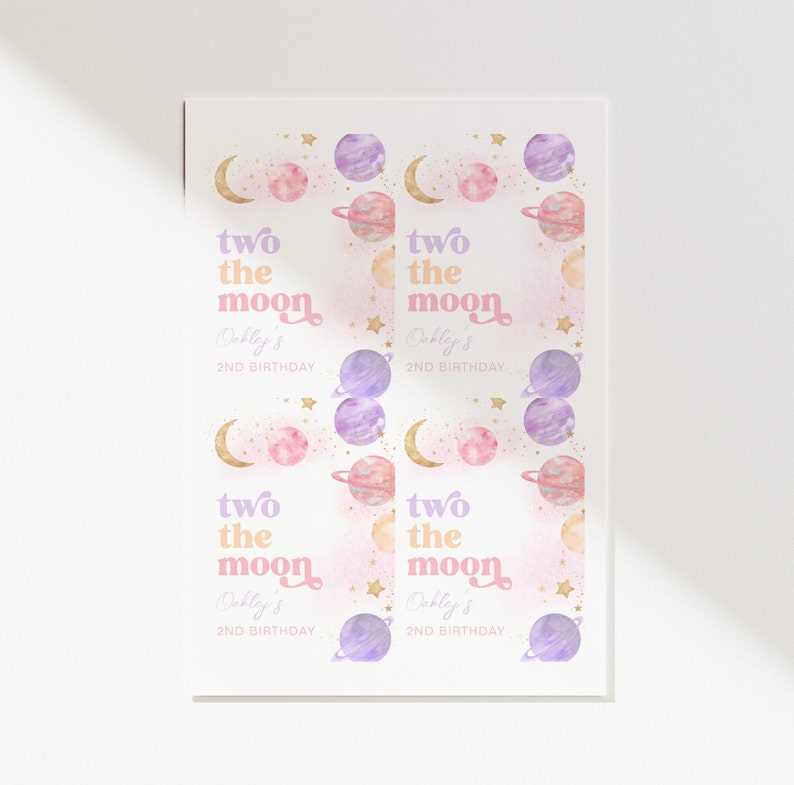 Two the Moon Juice Pouch Label, Two the Moon Drink Label, Girl's Two ...