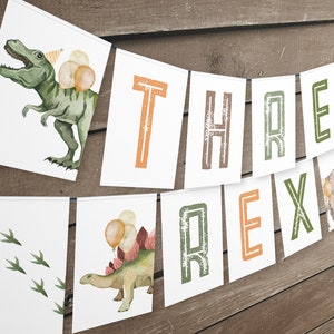 Three-rex Birthday Bundle, Dinosaur Birthday Bundle, Printable Dinosaur ...