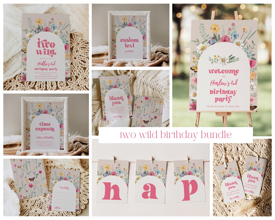 Two Wild Wildflower Birthday Bundle, Wildflower Birthday Bundle, Two ...