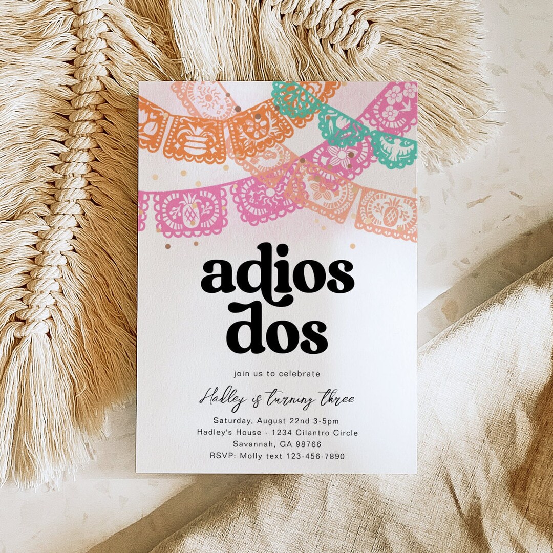 Adios Dos Fiesta Invitation, Girl's Adios Dos Invitation, Fiesta Third ...