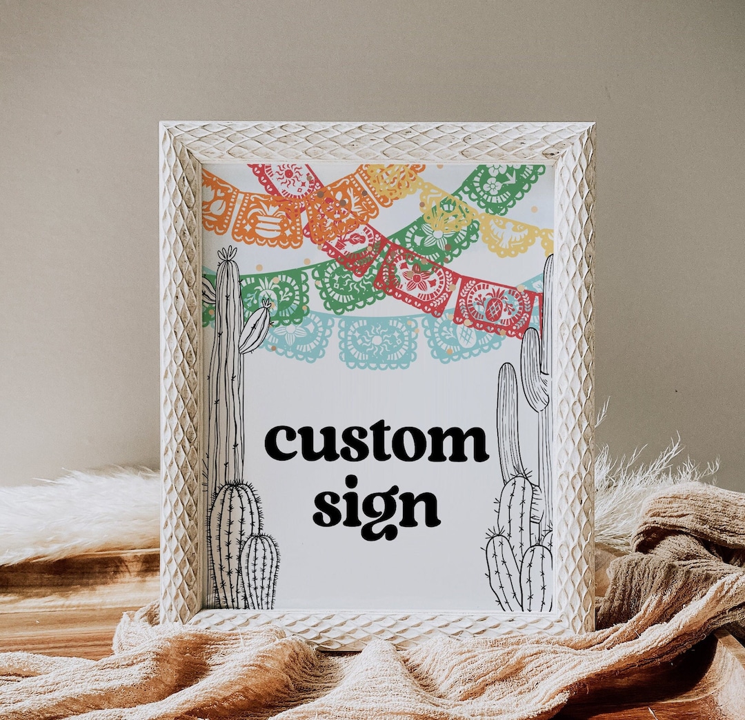 8x10 Editable Fiesta Party Sign, Digital Fiesta Party Sign, Cactus ...