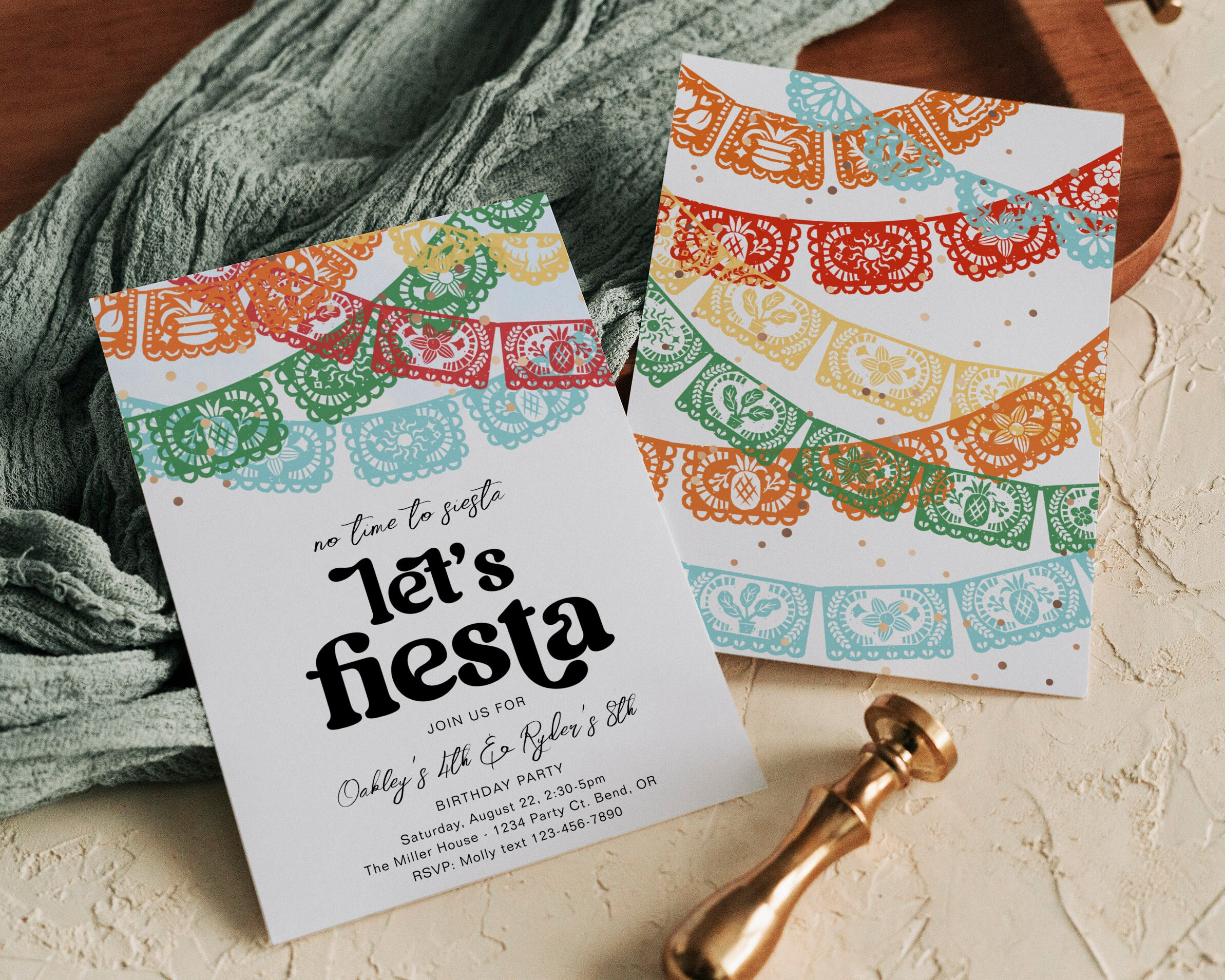Joint Fiesta Birthday Invitation, Sibling Fiesta Birthday Invitation ...