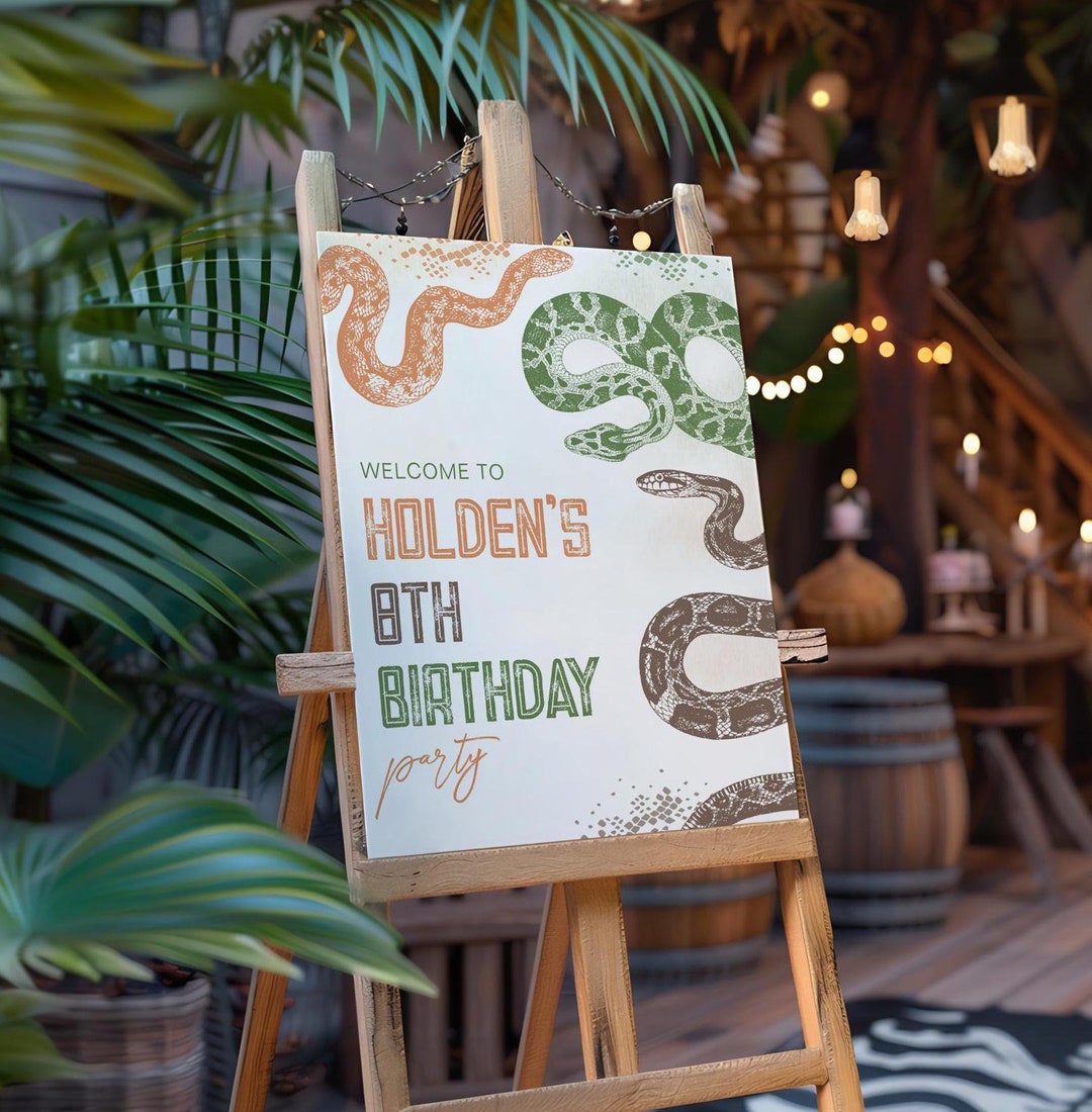 Digital Snake Party Welcome Sign, 18x24 Snake Welcome Sign, Reptile ...