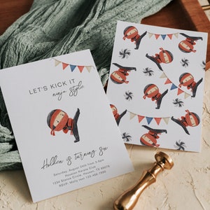 Red Ninja Birthday Invitation, Ninja Party Invitation, Watercolor Ninja ...