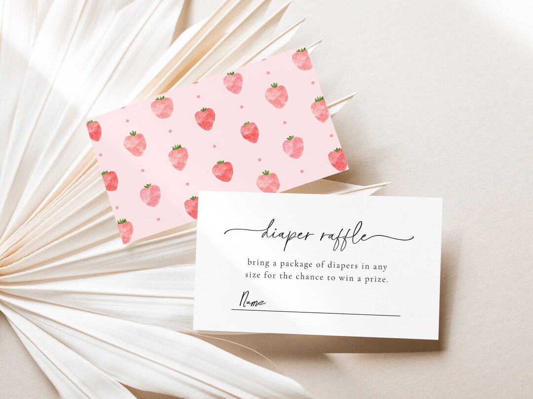 Strawberry Diaper Raffle Cards, Berry Diaper Raffle Insert, Digital ...