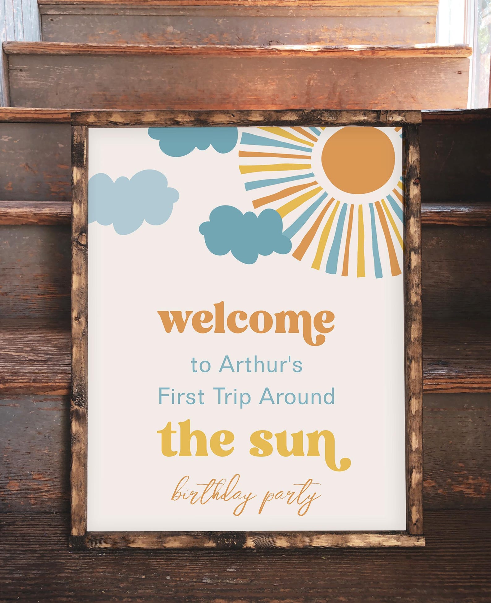 First Trip Around the Sun Welcome Sign, Sun Birthday Welcome Sign ...