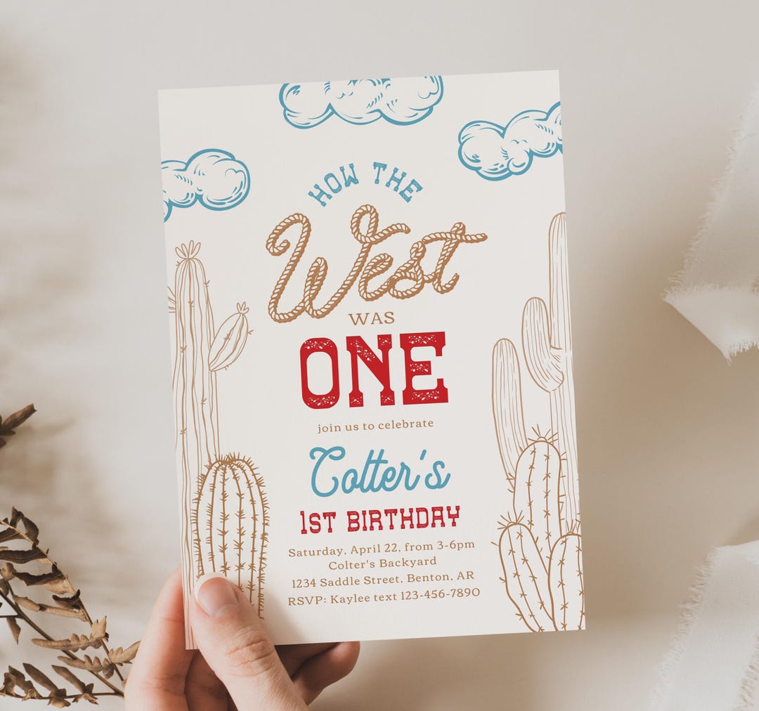 How the West Was One Birthday Invitation, Western First Birthday ...