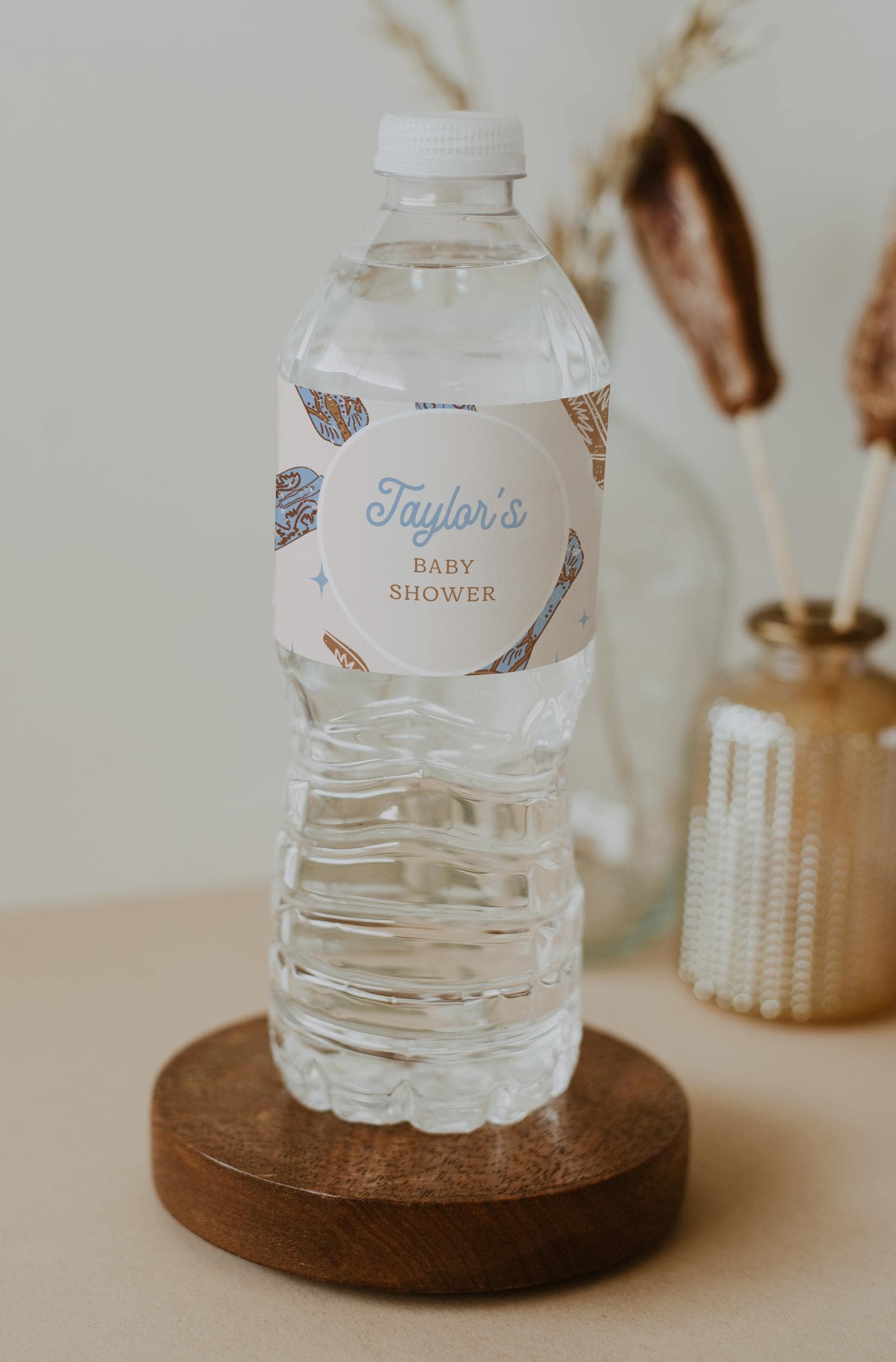 Cowboy Baby Shower Water Bottle Labels, Blue Western Baby Shower Water ...