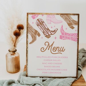 Editable Cowgirl Party Sign, Girl's Western Menu Sign, Printable ...