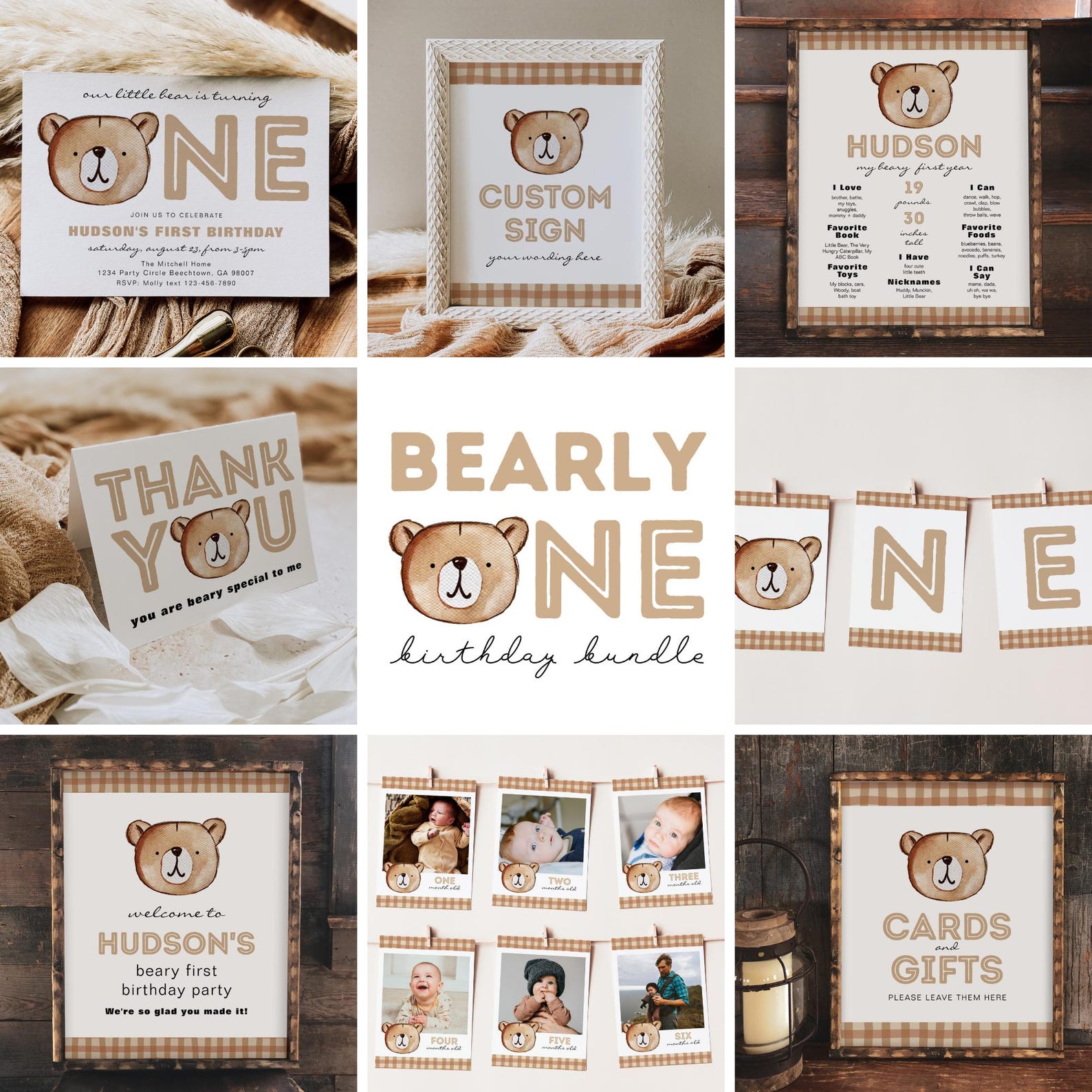 Bear First Birthday Bundle, Beary First Birthday Party, Bear Birthday ...