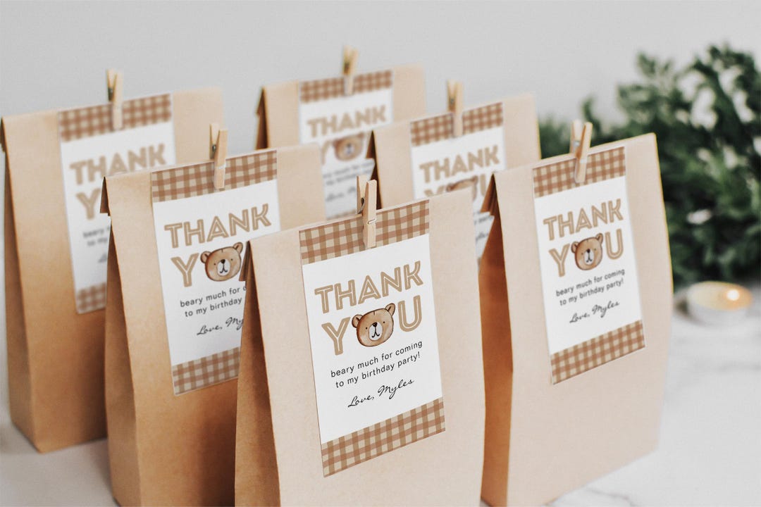 Editable Bear Favor Tag, Bear Party Favor Tag, Bear Party Gift Tag ...