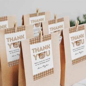 Editable Bear Favor Tag, Bear Party Favor Tag, Bear Party Gift Tag ...