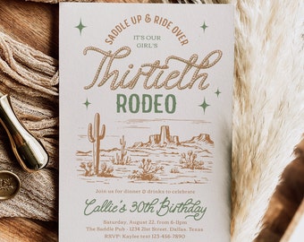 30th Rodeo Birthday Invitation, Women's Western Birthday Invitation ...