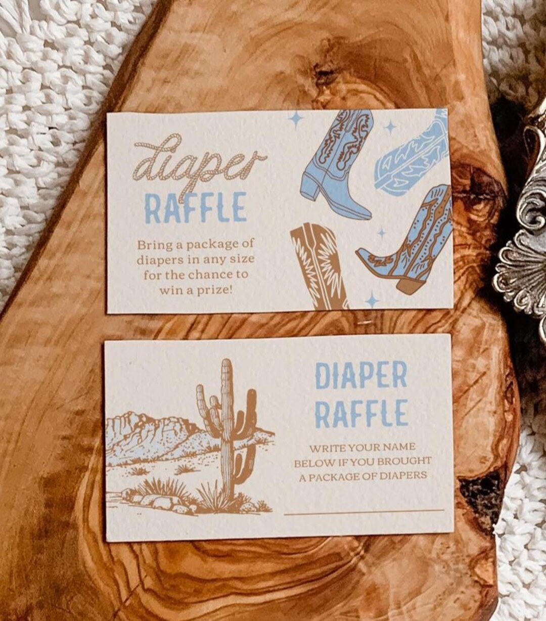 Cowboy Diaper Raffle Cards, Cowboy Baby Shower Diaper Card, Western ...