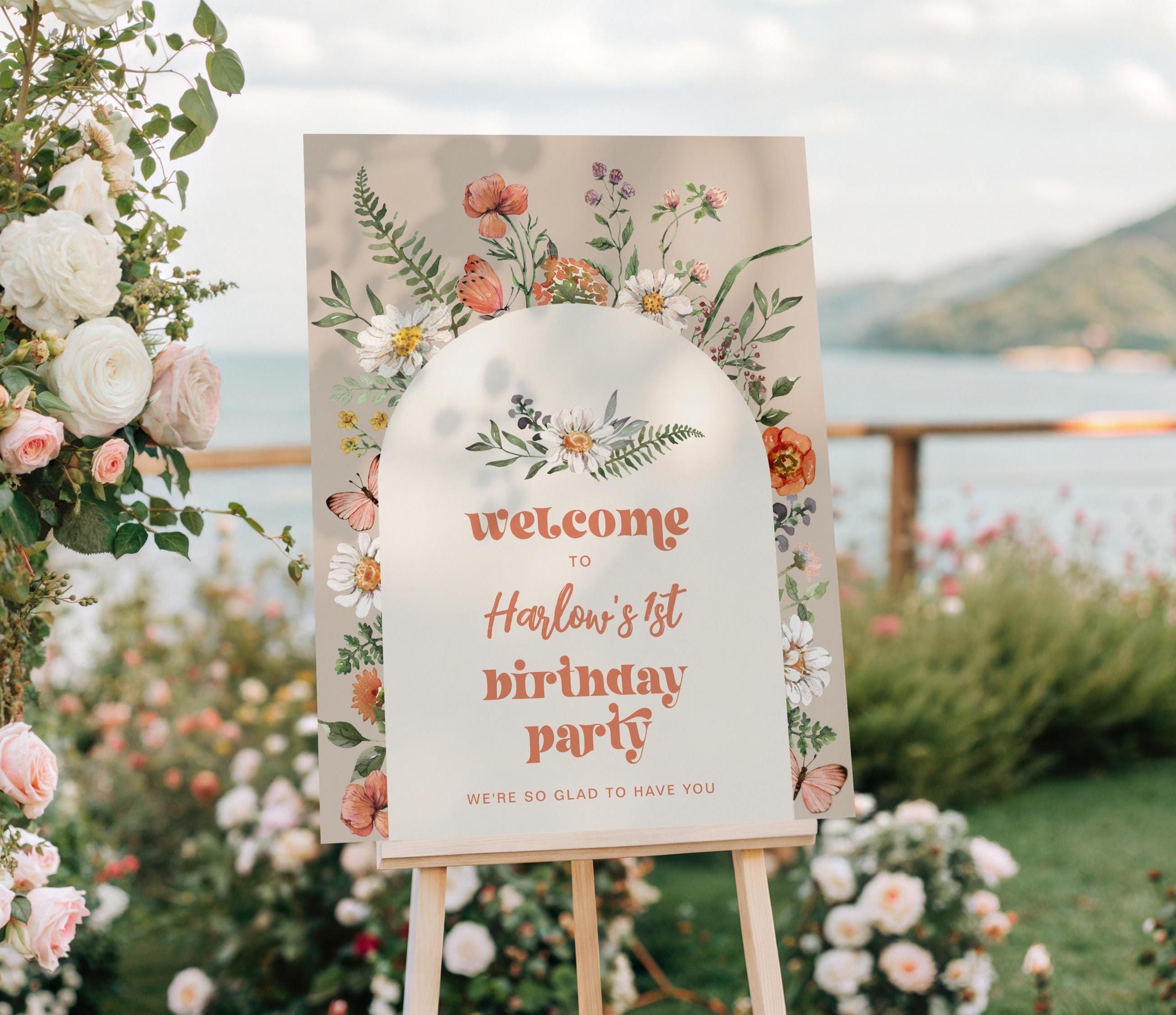 Wildflower Birthday Party Welcome Sign, Wildflower Party Sign ...
