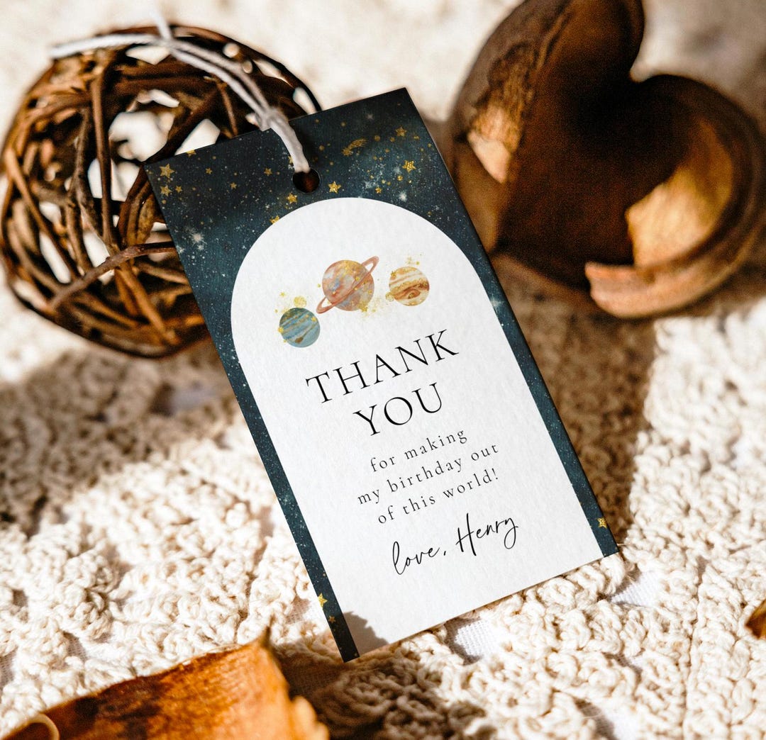 Editable Space Birthday Favor Tag, Space Party Favor Tag, Space Thank ...