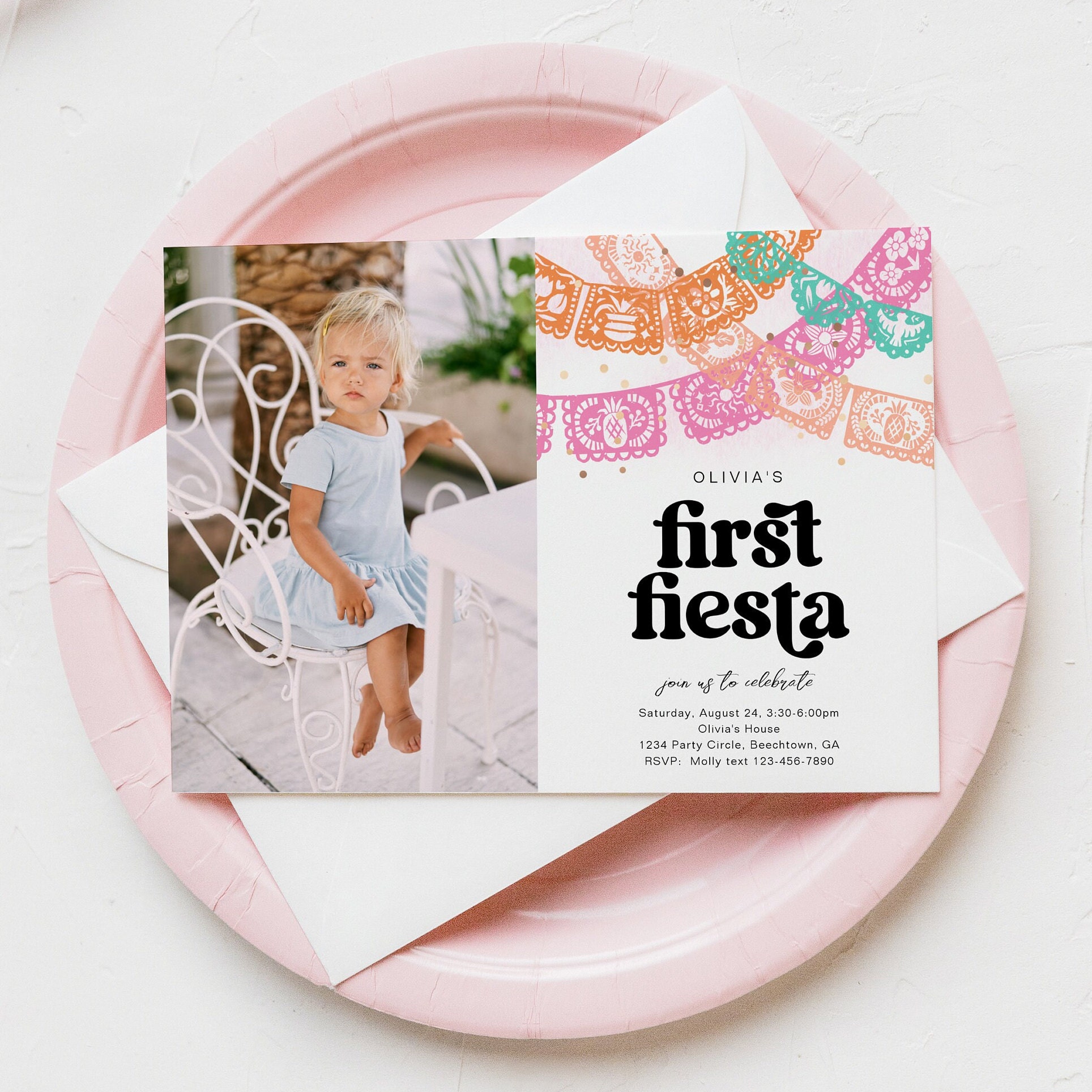 Photo First Fiesta Birthday Invitation, Girl's Fiesta Party Invitation ...