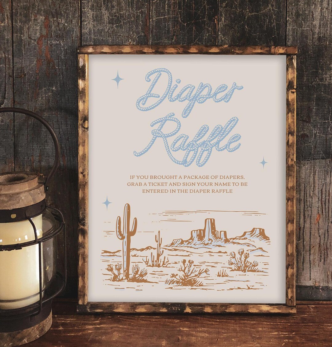 Printable 8x10 Cowboy Diaper Raffle Sign, Western Diaper Raffle Sign ...