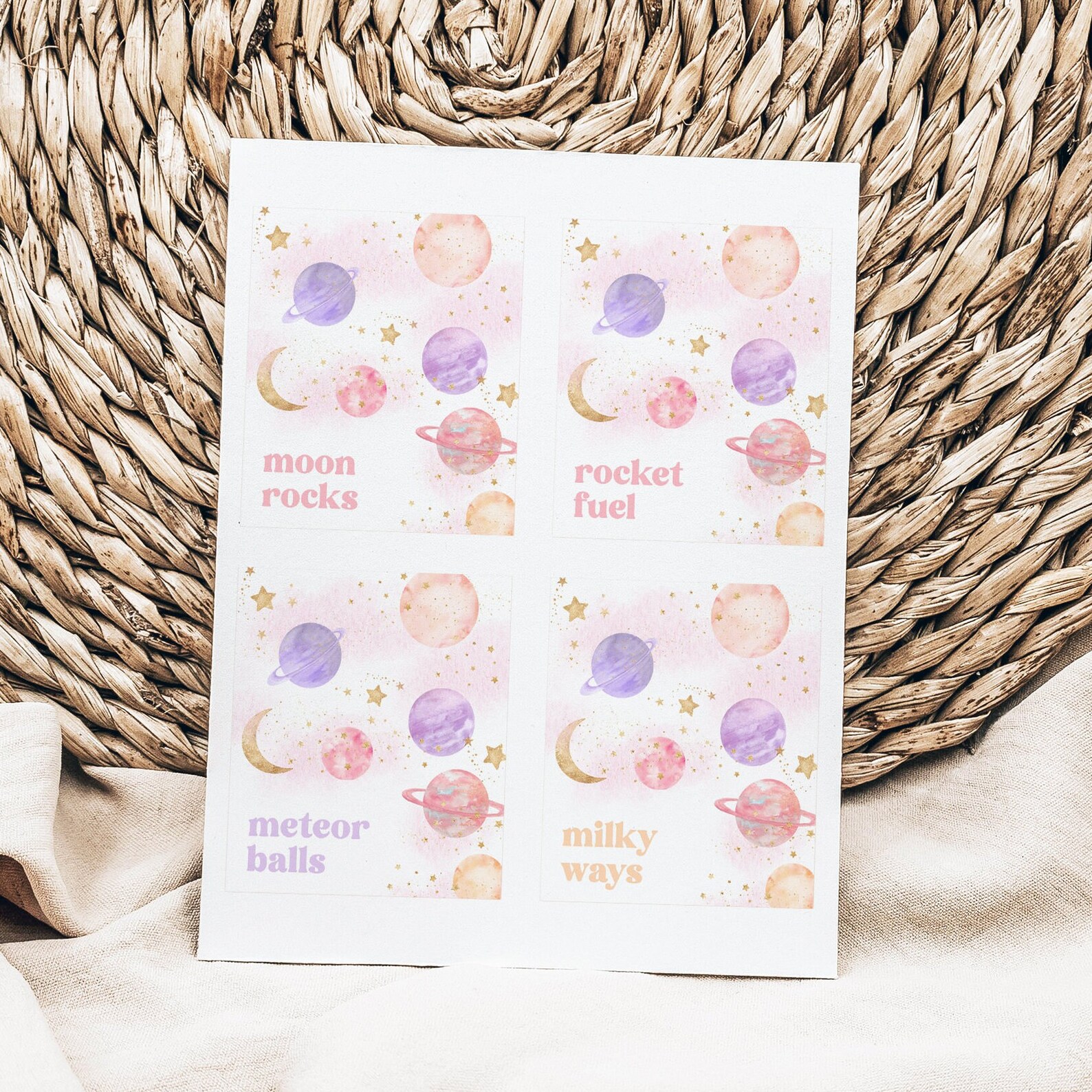 Girl's Space Party Food Tent Cards, Editable Space Food Tents, Editable ...