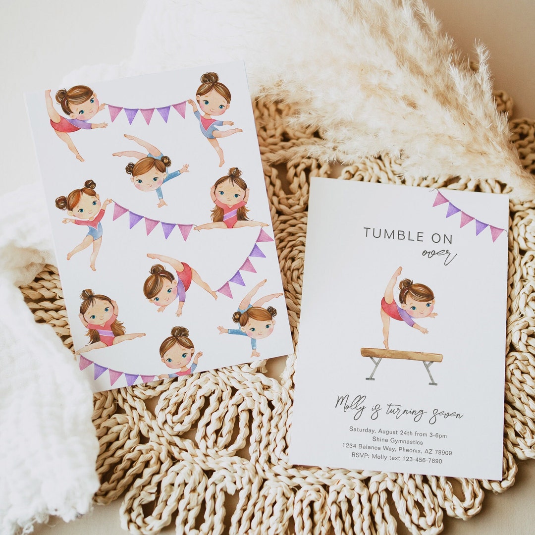 Gymnastics Birthday Party Invitation, Digital Gymnastics Invitation ...