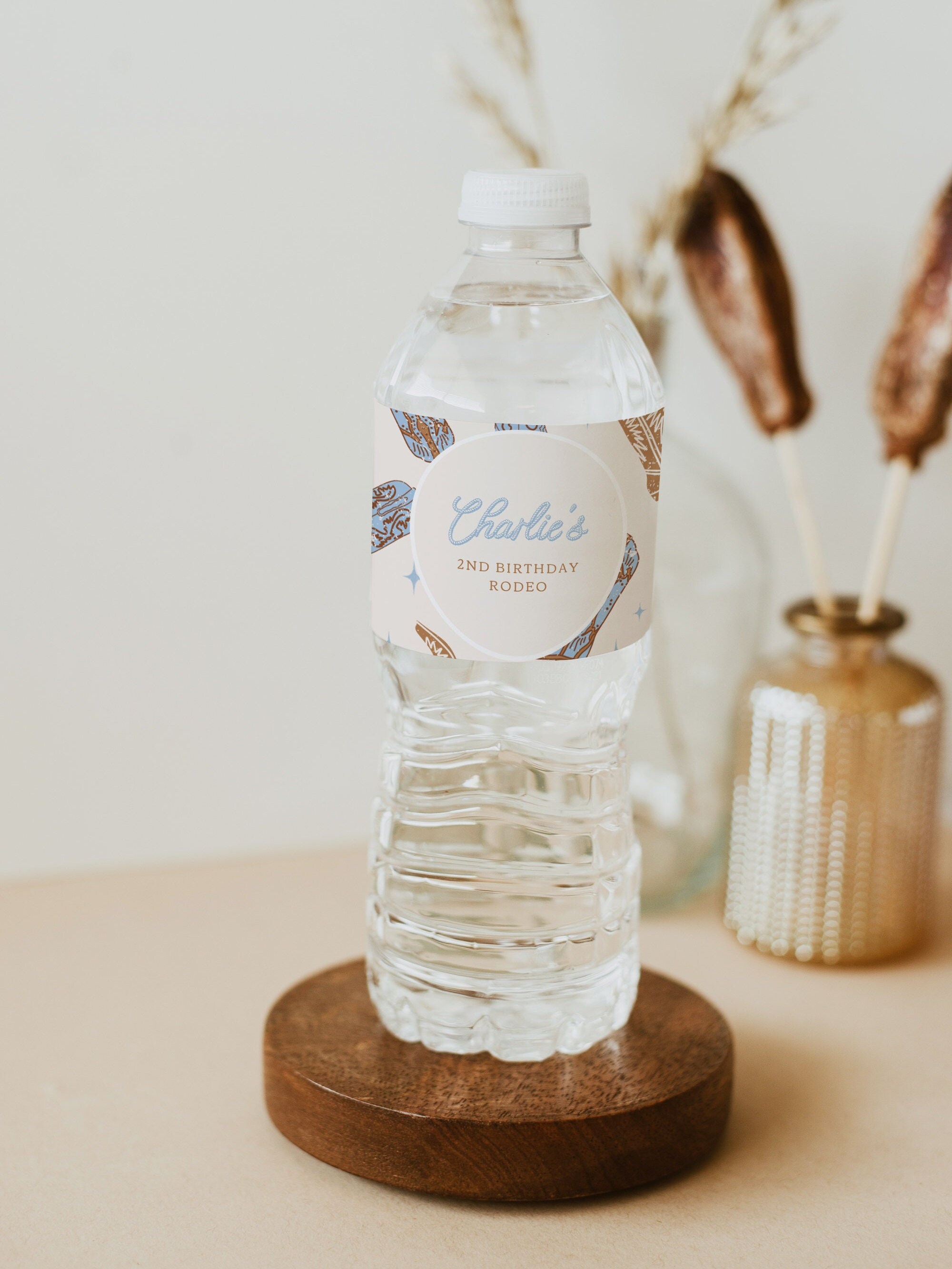 Cowboy Water Bottle Labels, Blue Western Birthday, Western Water Bottle ...