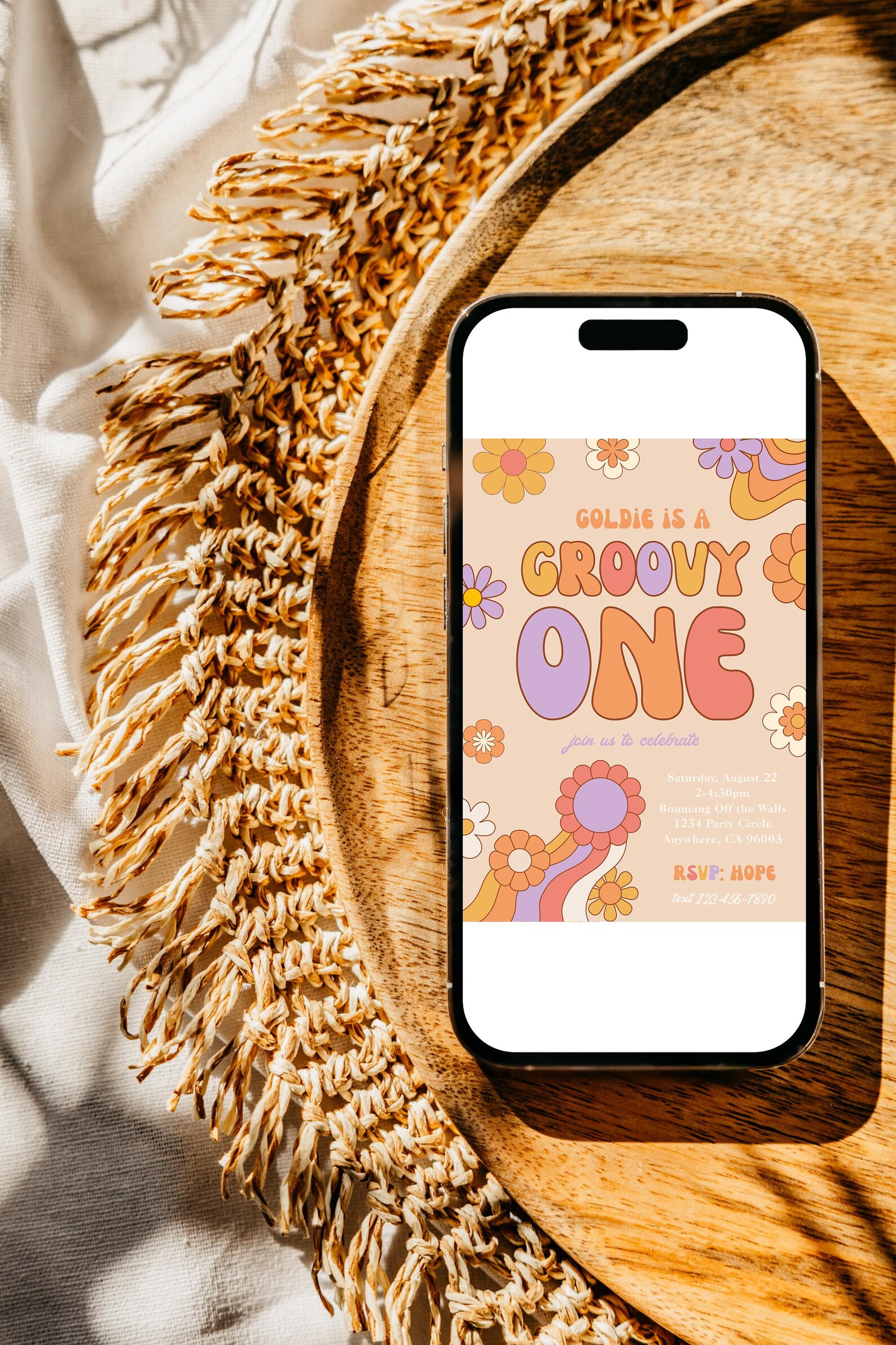 Groovy One Birthday Invitation, Groovy First Birthday Invitation ...