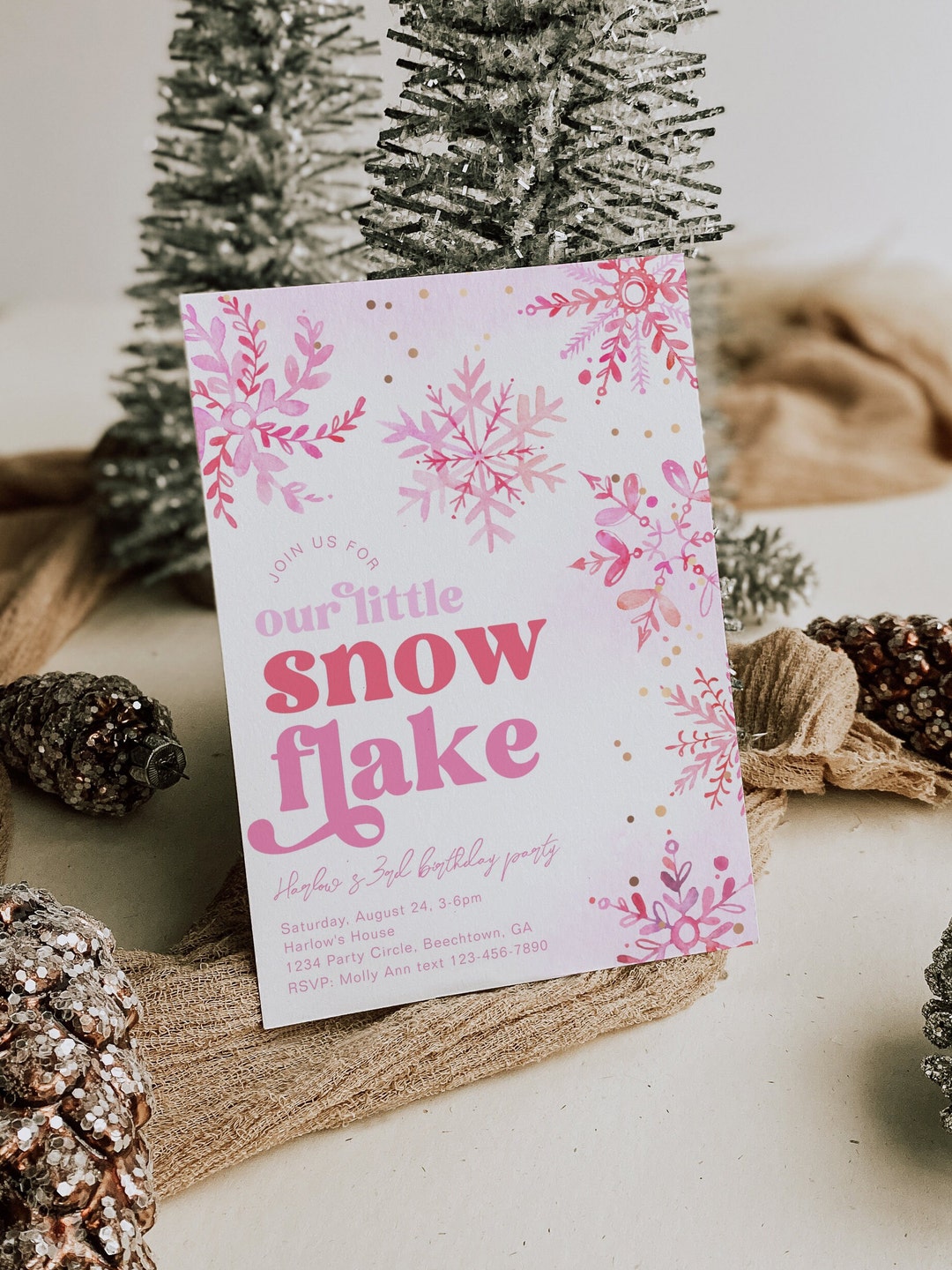 Girl's Winter Birthday Party Invitation, Digital Winter Party ...